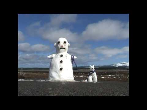 Snowman hit by car - YouTube