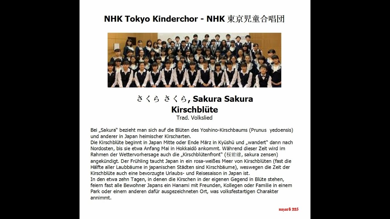 NHK Tokyo Kinderchor - NHK東京児童合唱団 --- さくら さくら, Sakura Sakura ...