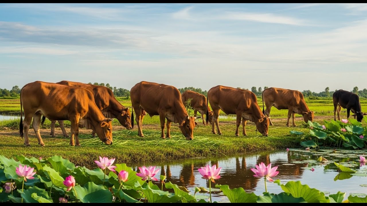 🐄 “Happy Cows by the Lotus Pond – A Peaceful Day in Nature” - YouTube