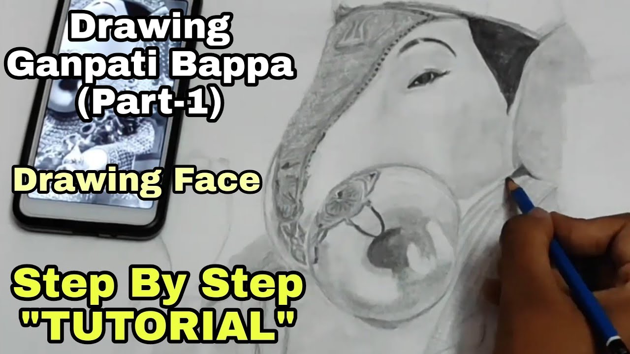 How to draw Ganpat Bappa Step By Step | Dagdusheth Halwai Realistic ...