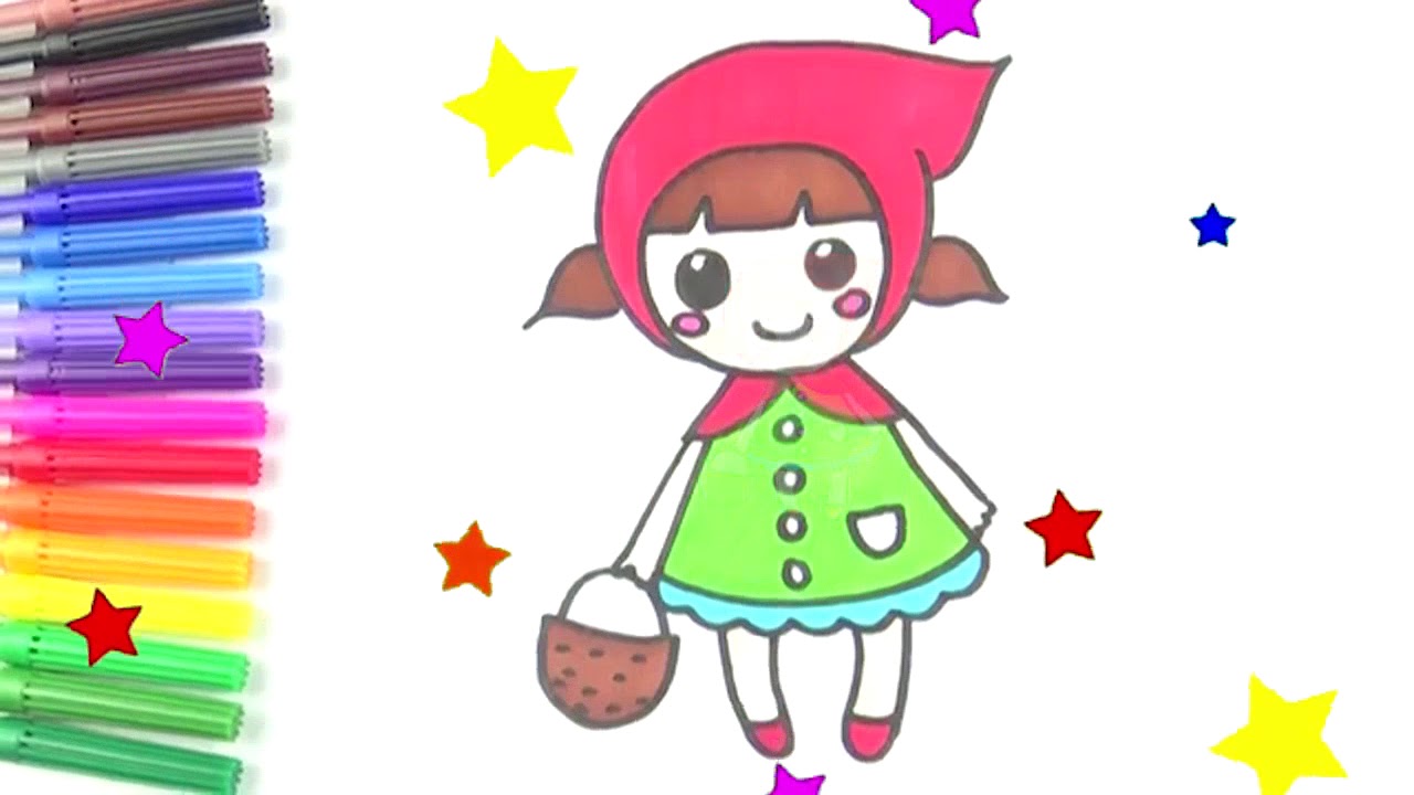 Painting Peppa Pig Little Red Riding Hood Coloring Book Pages ... - YouTube