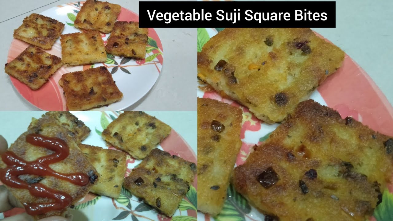 Vegetable Suji Square Bites Recipe | Quick Snacks Recipe | सुजी से बनाए ...