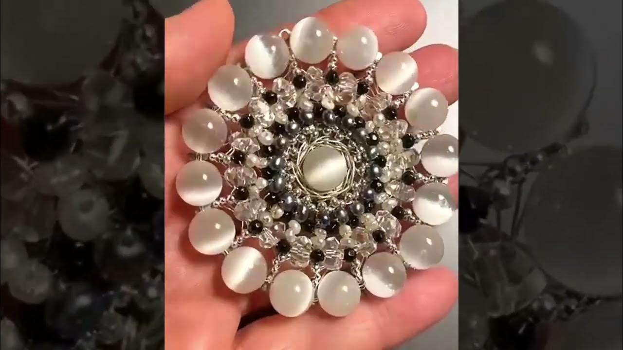 Мандала-кулон 16-ти лучевая. Оберег и защита. Серебро, Селенит, Жемчуг ...