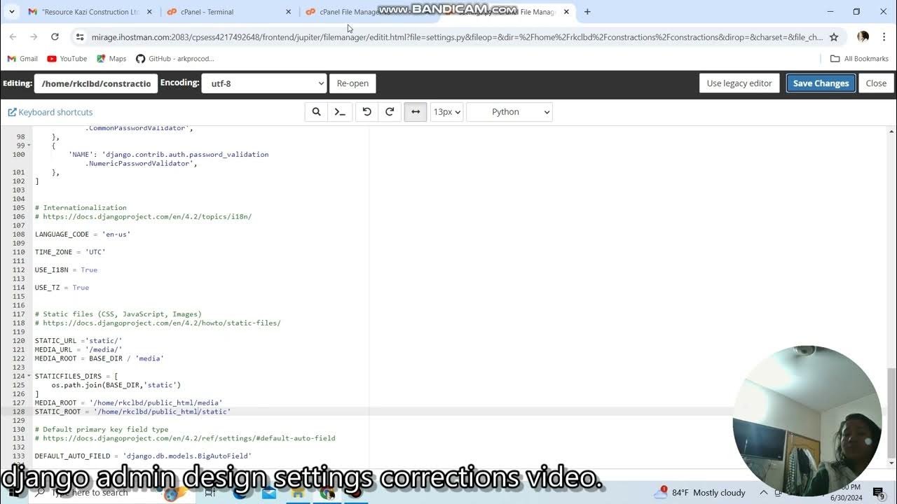 Django Admin Design Settings Correction In Cpanel Episode 2 Youtube