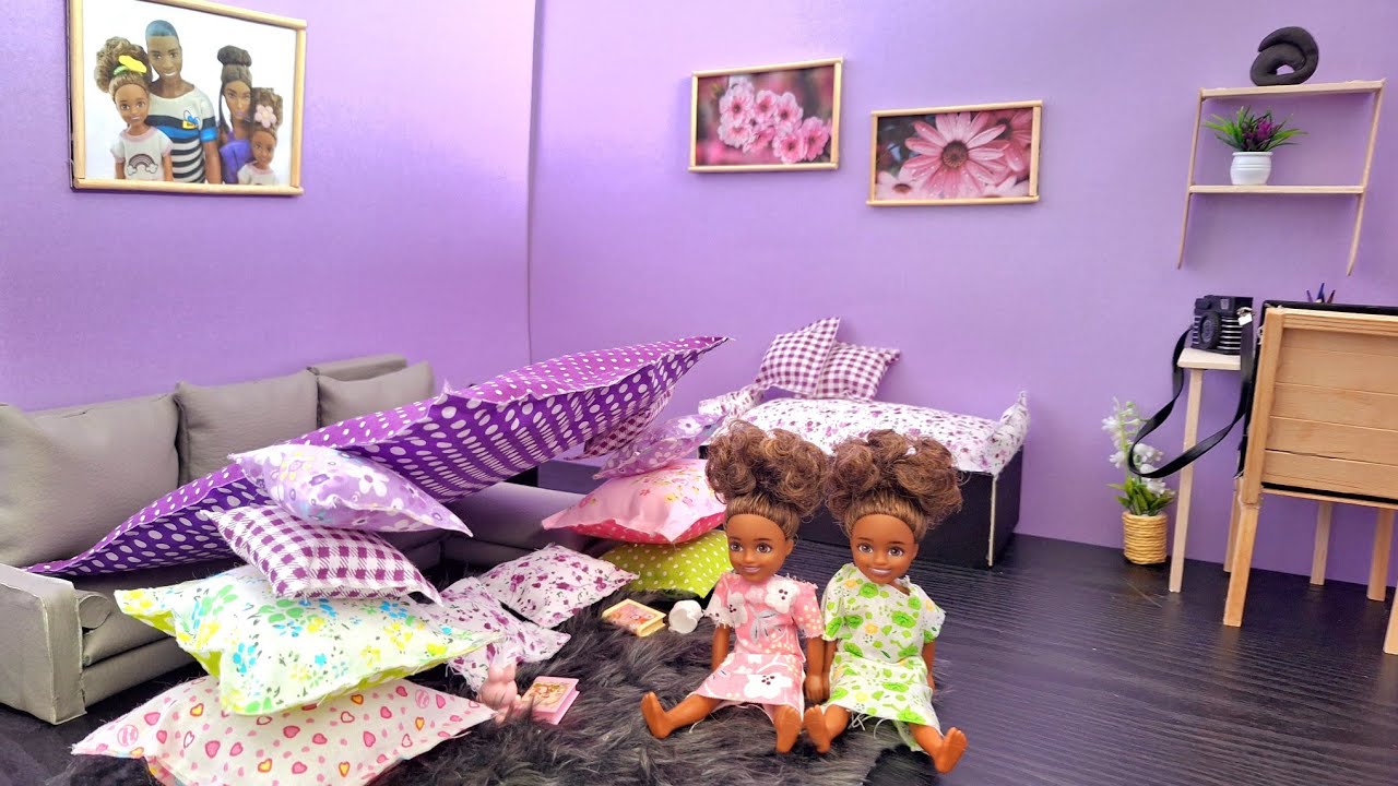 STOP arguing girls! Building a den-Barbie dolls - YouTube
