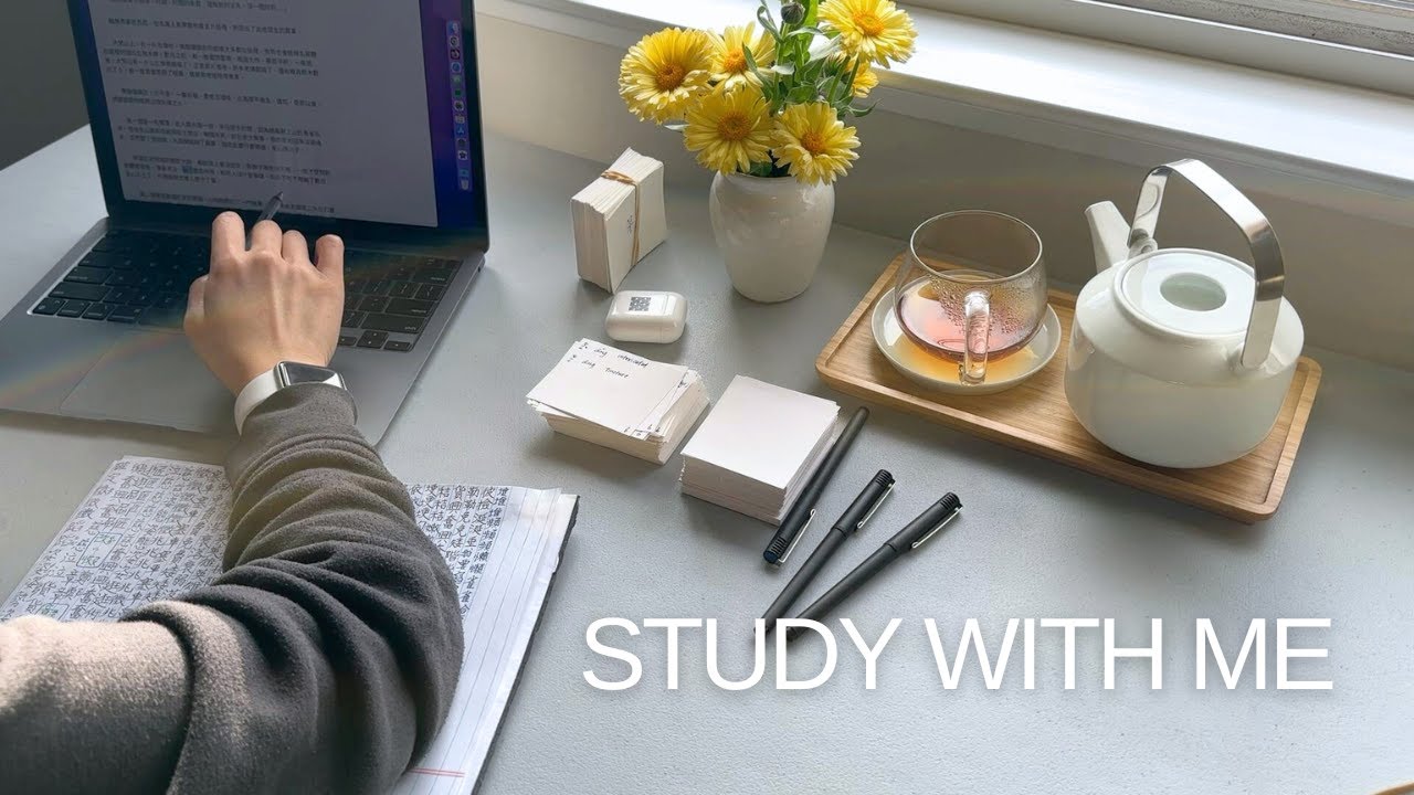 STUDY WITH ME · 1-hr (30-min study/5-min break) · calm piano ...