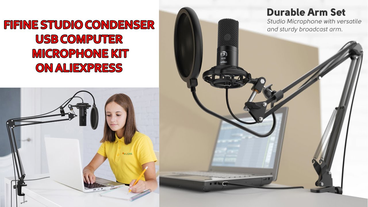 FIFINE Studio Condenser USB Computer Microphone Kit - YouTube