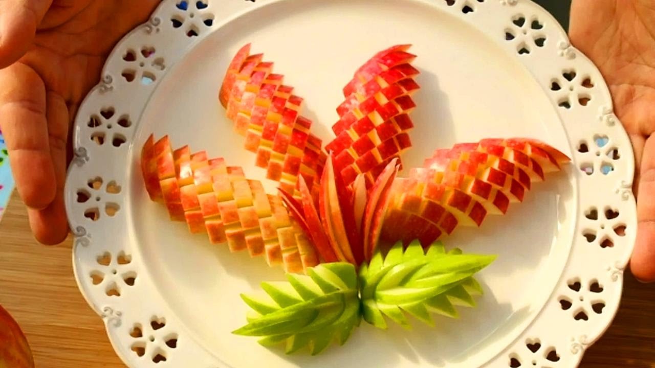 Art In Apple Flower Design - How To Make Apple Garnish - YouTube