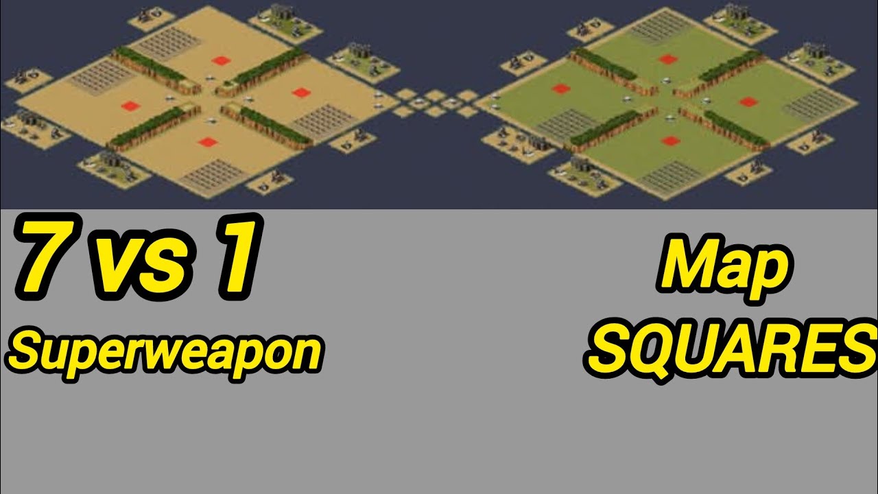 Red Alert 2 (7 vs 1+ Superweapon) Libya Power New Map Squares zoom3000 ...