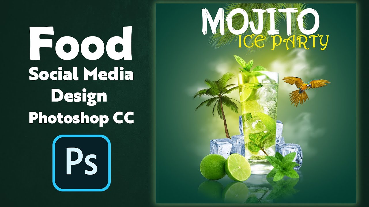 Mojito cocktail drink Social Media Ad - drink Banner Design in Adobe ...