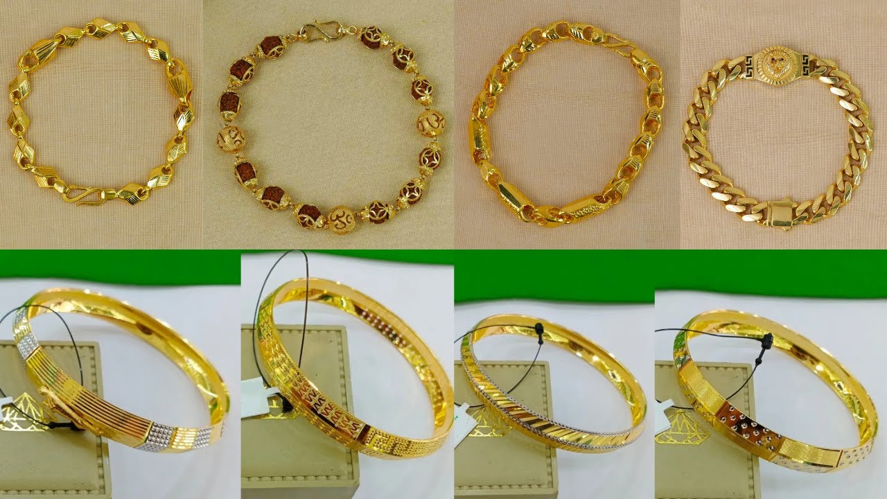 Mens gold bangles latest designs l gold bracelet for men 2024 l gold ...