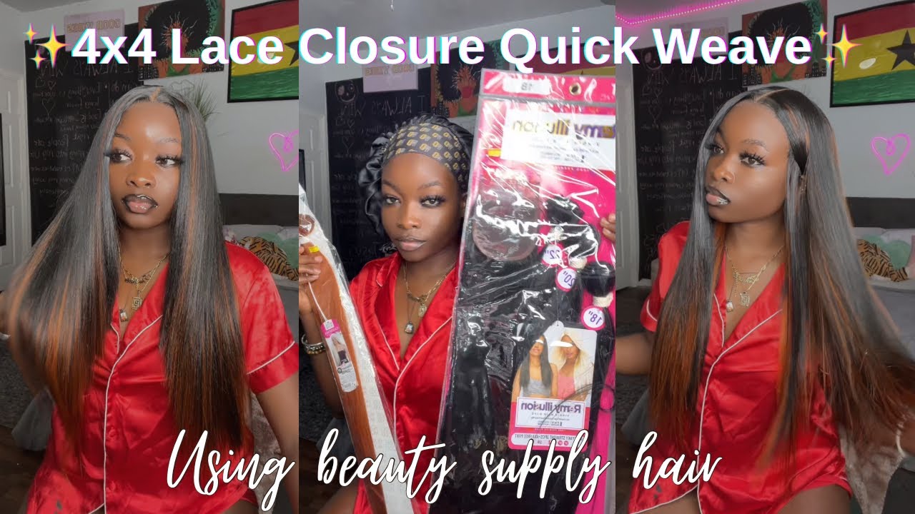 HOW TO DO A CLOSURE QUICK WEAVE WITH SYNTHETIC HAIR - YouTube