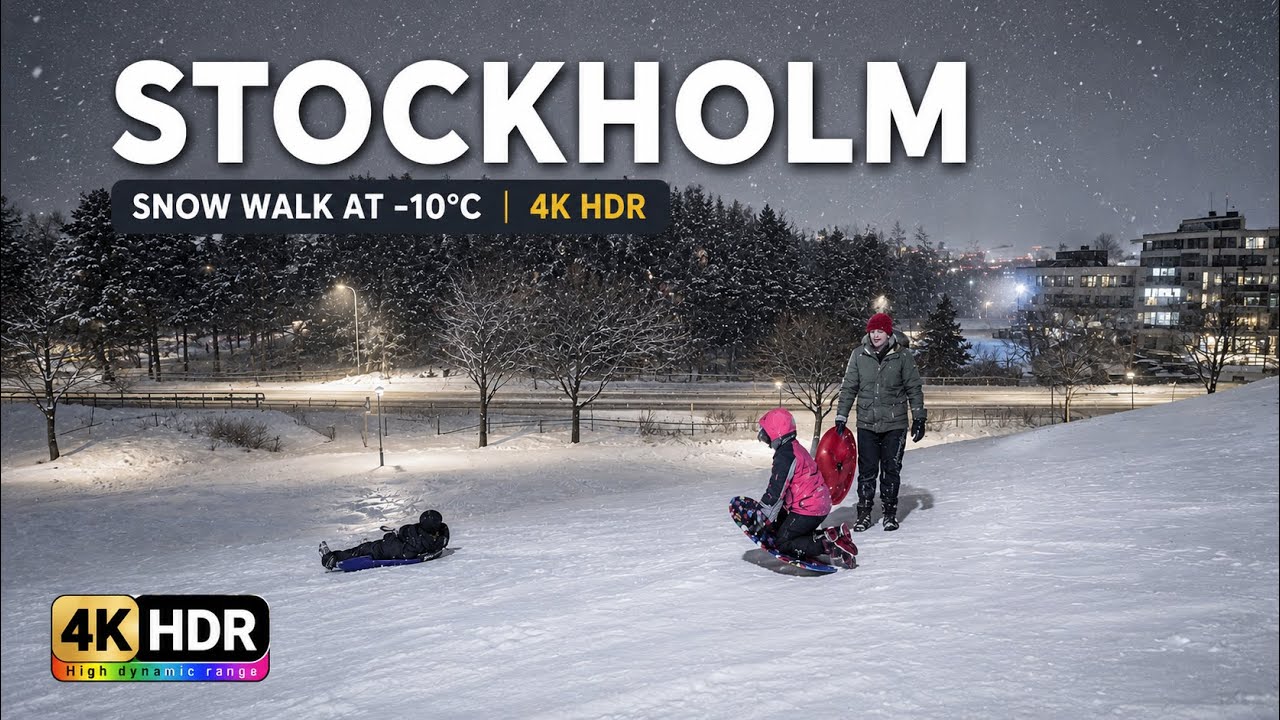 Heavy Snowfall at Night in Stockholm, Sweden | 4K HDR Walking Tour ...