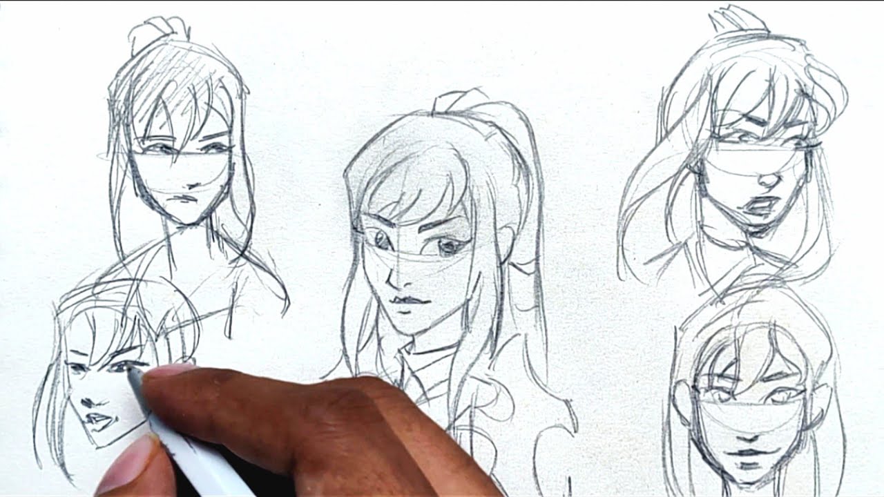 Gesture Drawing #10 | Female Faces Drawing - YouTube