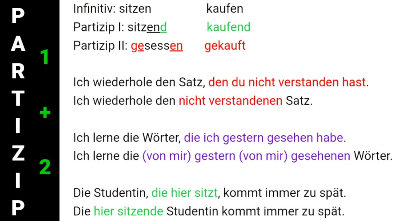 Wiederholung - A1, A2, B1 - Deutsch lernen, Partizip I, II ...