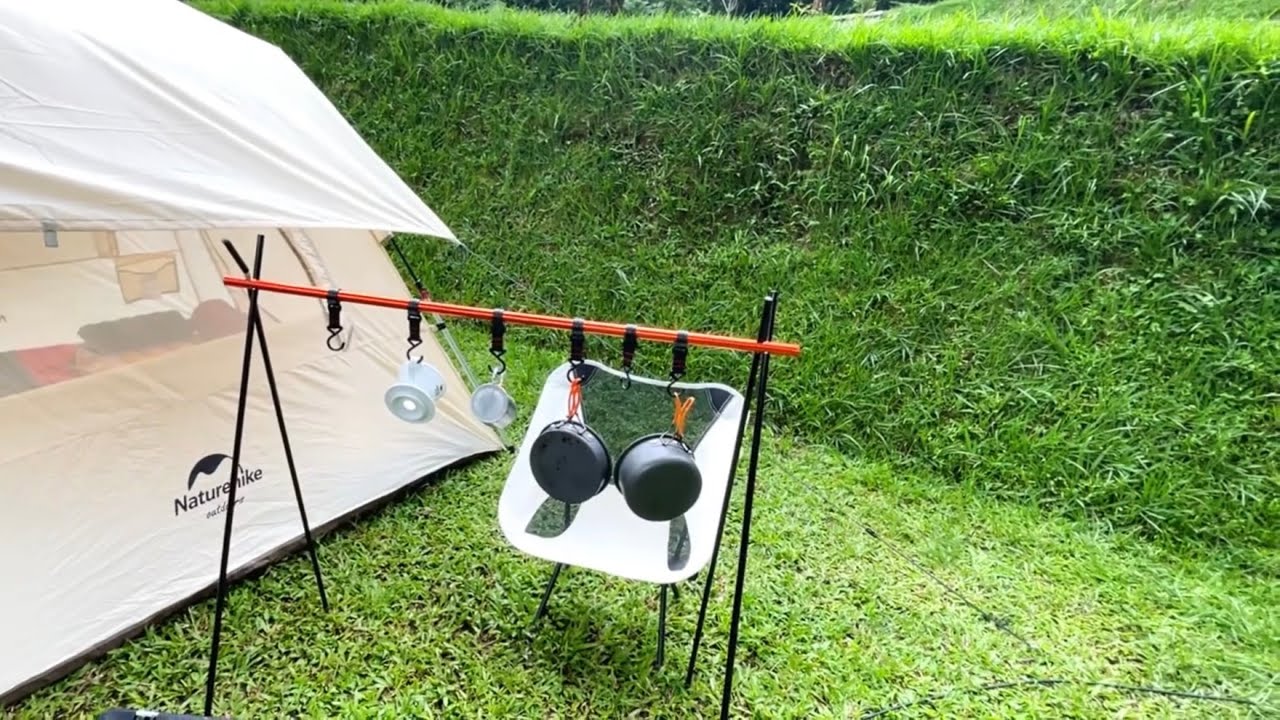 Review rack outdoor camping. Tripod hanging rack Dhaulagiri - YouTube