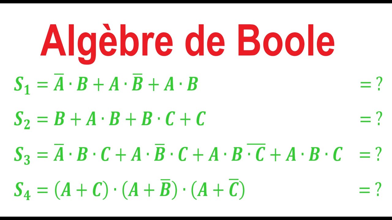Algèbre de Boole | simplification des expressions 1/2 #Logique ...