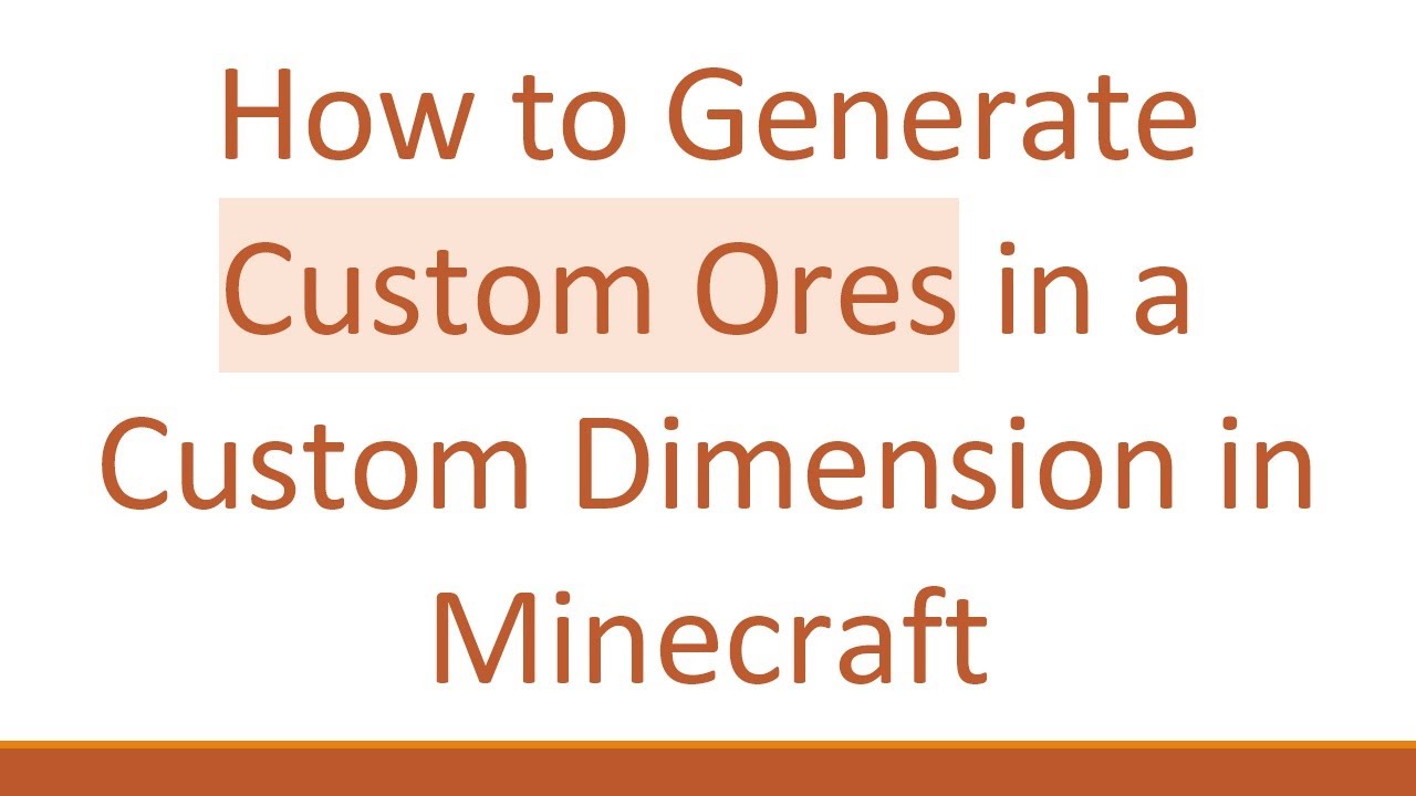 How to Generate Custom Ores in a Custom Dimension in Minecraft - YouTube