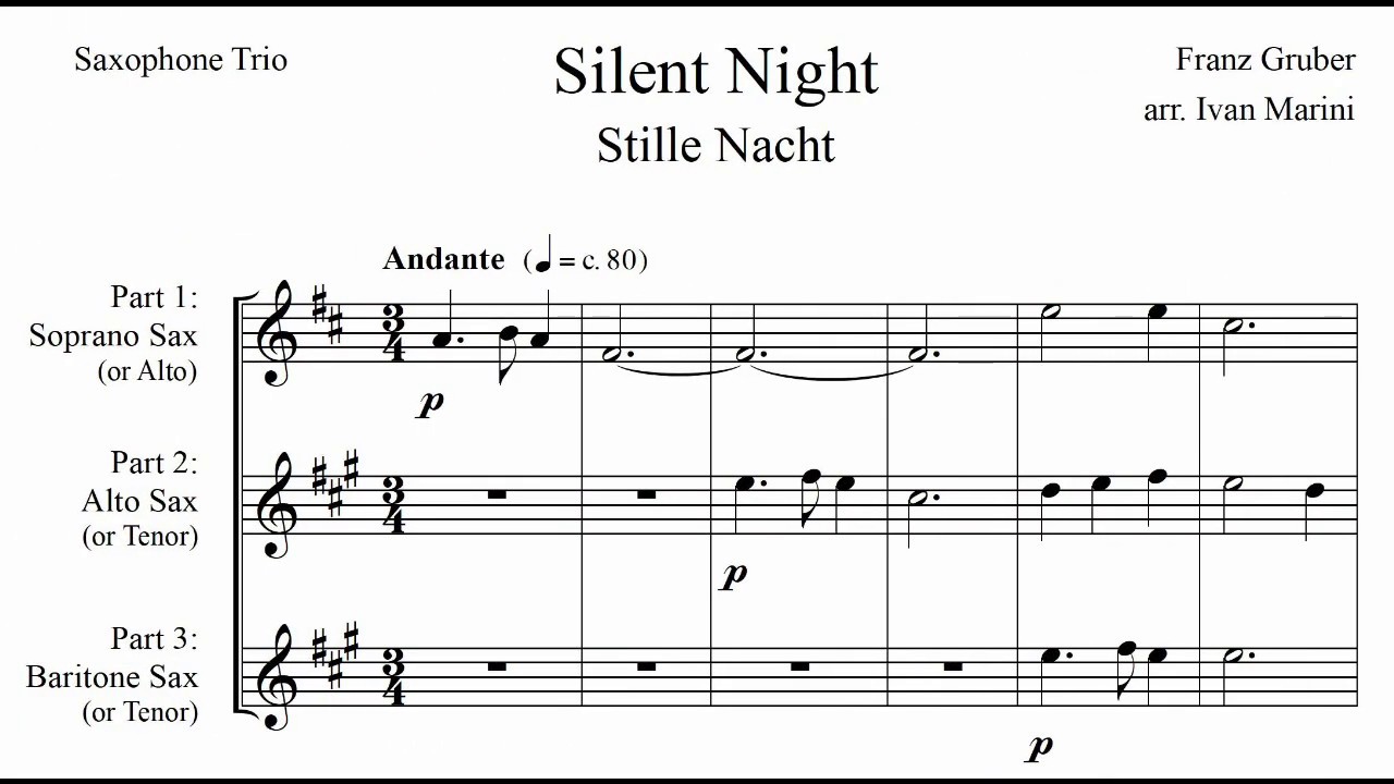 Silent Night (Stille Nacht) - Easy Trios (or three-voices full Band ...