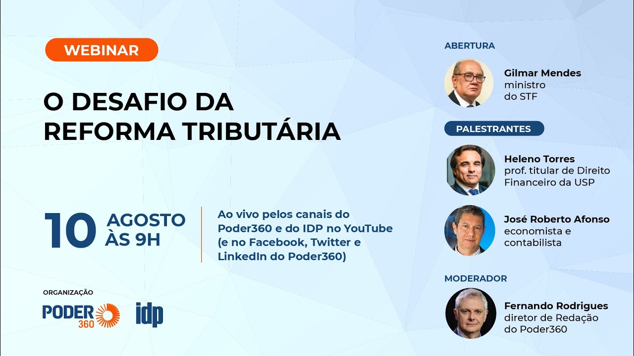 Ao vivo: Webinar Poder360 & IDP - O desafio da reforma tributária - YouTube