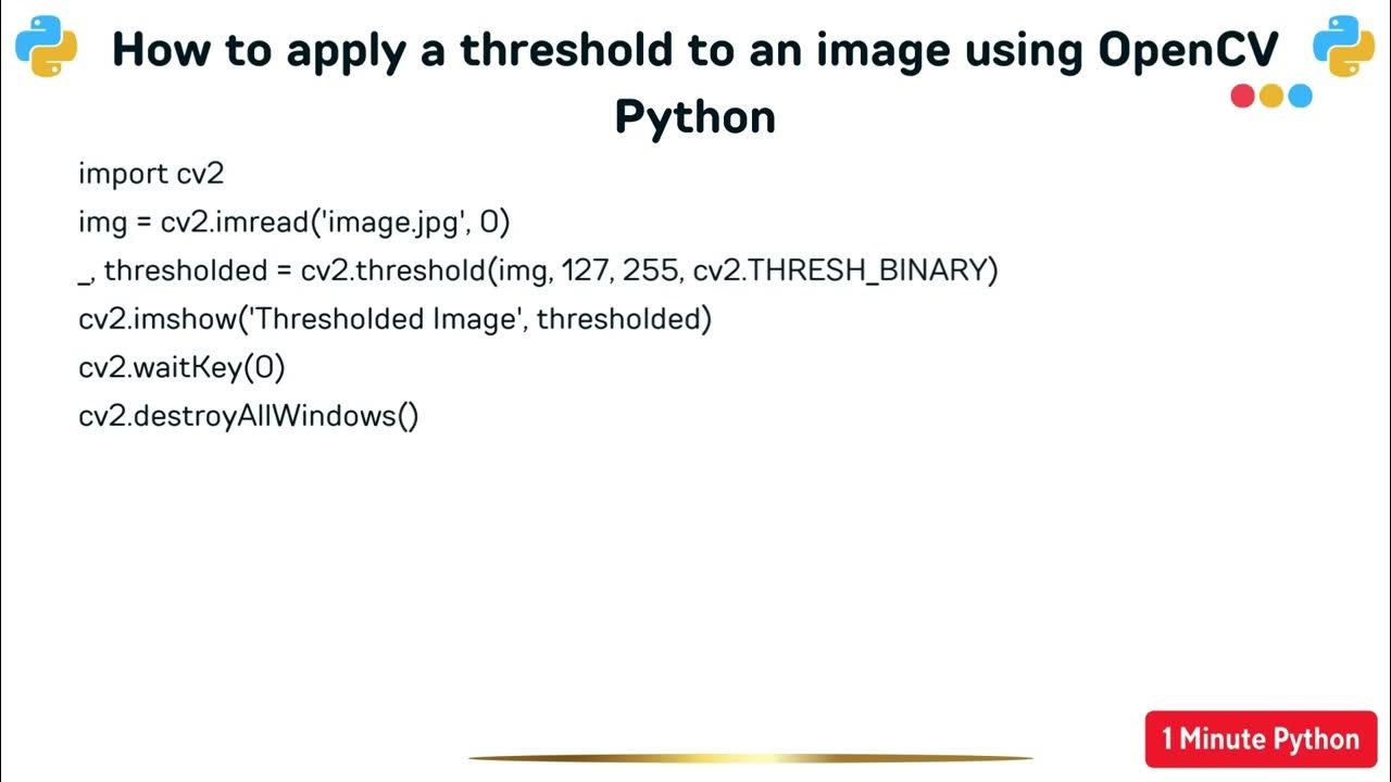 How to apply a threshold to an image using OpenCV Python - YouTube