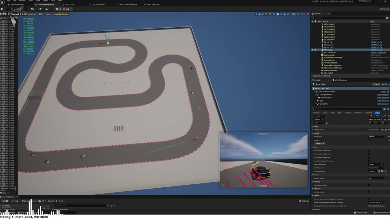 UE5 - Race Car - Self runtime adapting Ai - no presett turn speed - YouTube
