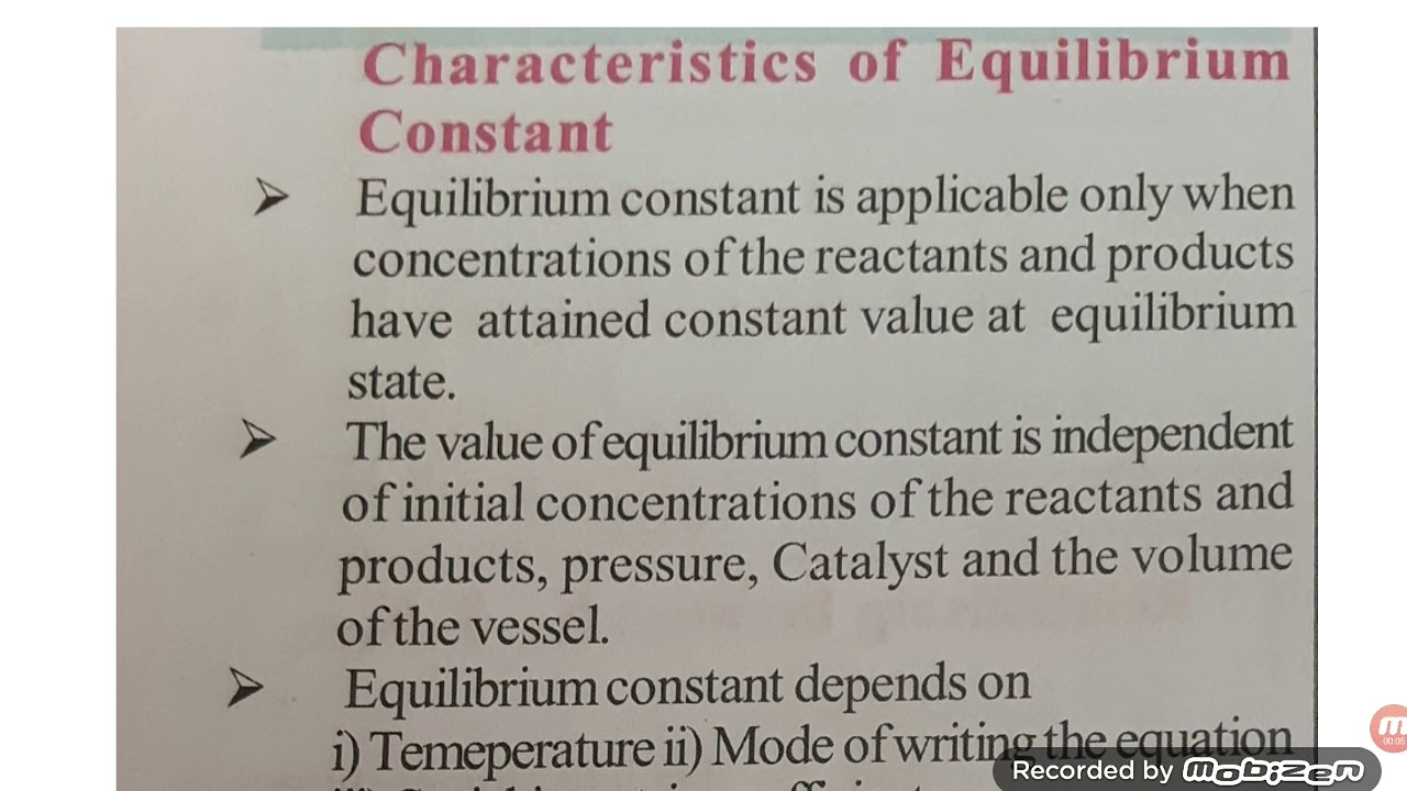 Characteristics of equilibrium constant - YouTube