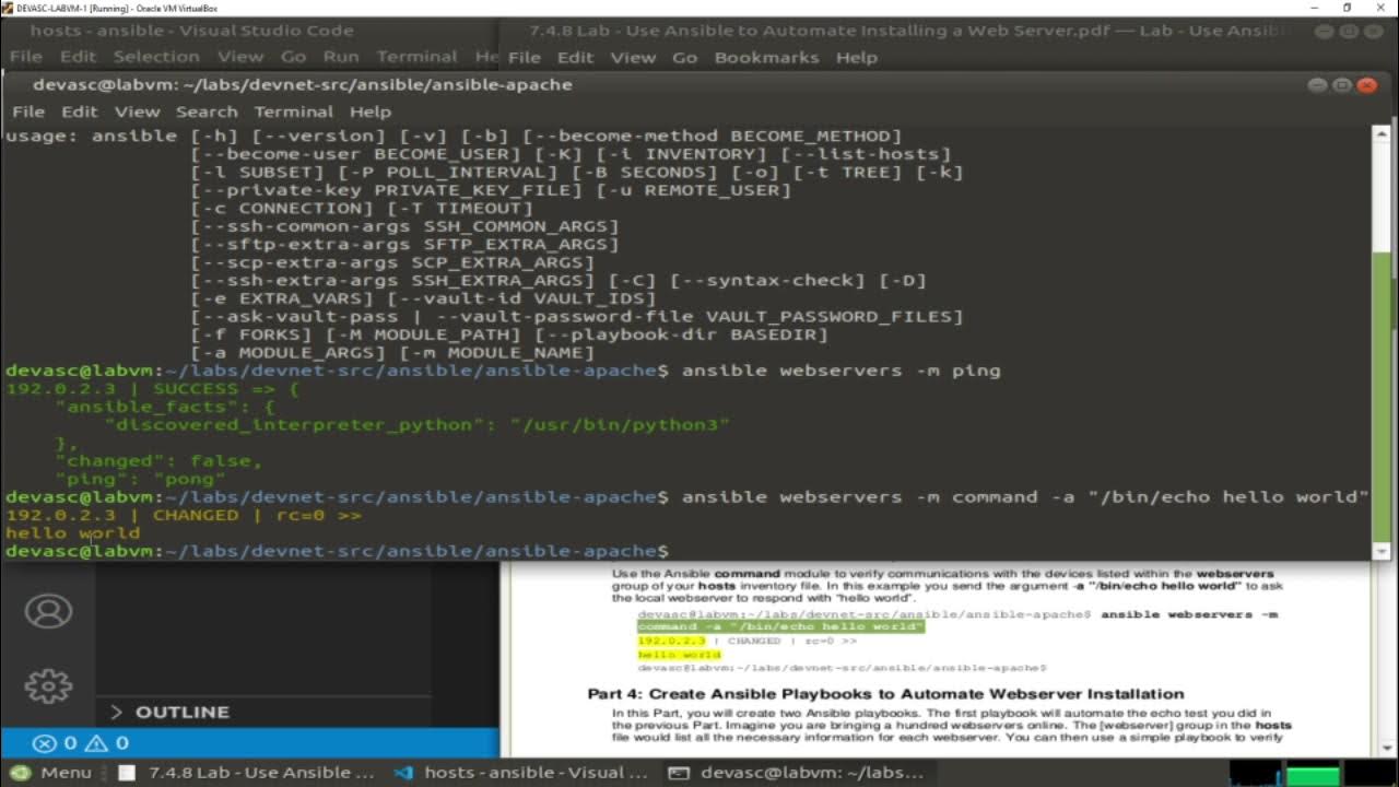 7.4.8 Lab - Use Ansible to Automate Installing a Web Server - YouTube