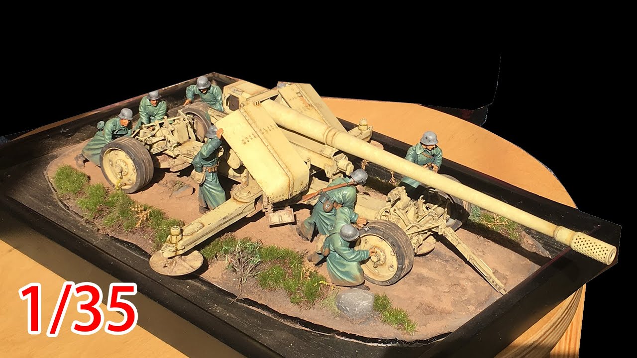 1/35 Model scene:Germany 128mm Pak44 Anti tank gun - YouTube