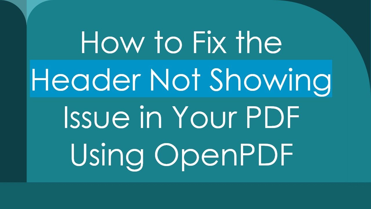How to Fix the Header Not Showing Issue in Your PDF Using OpenPDF - YouTube