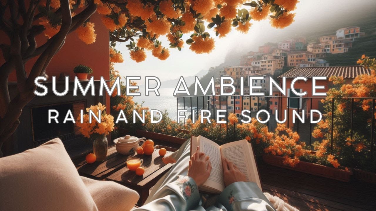 🔥🌞 Summer ambience • ASMR nature sounds • Ocean, rain & breeze • Relax ...