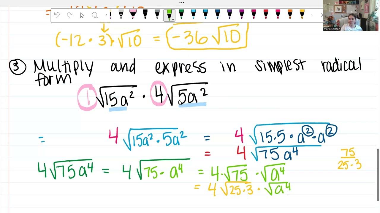 3.04 Lesson Notes: Multiply Radicals - YouTube