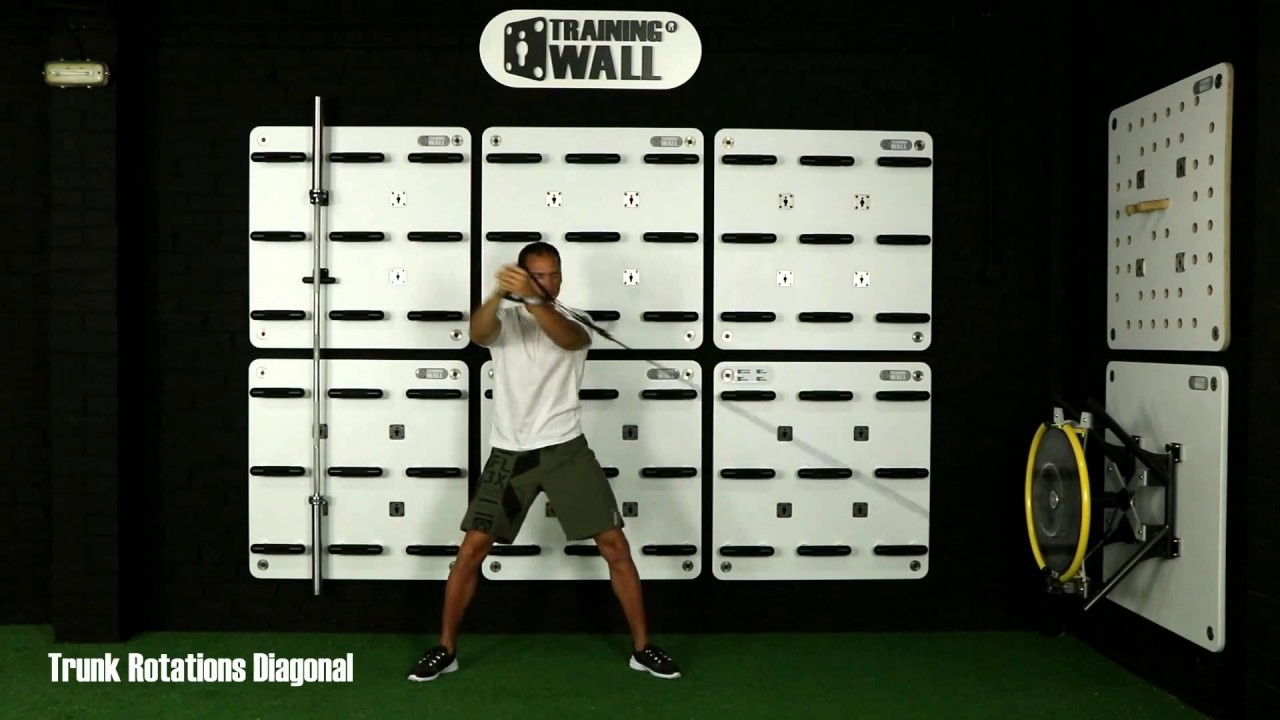 SpinWall Exercise - Trunk Rotations Diagonal from low - YouTube