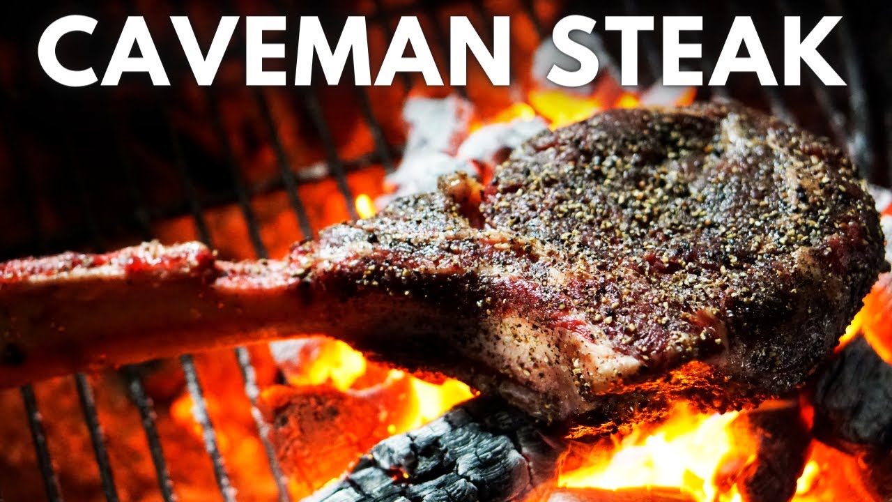 Caveman Steak - Grilling Tomahawk Directly on Wood Fire - YouTube
