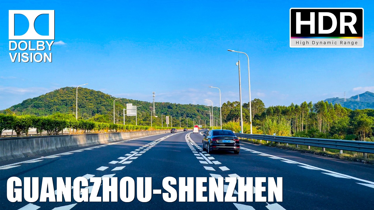 Drive from Guangzhou to Shenzhen, China Expressway, Pearl River Delta ...