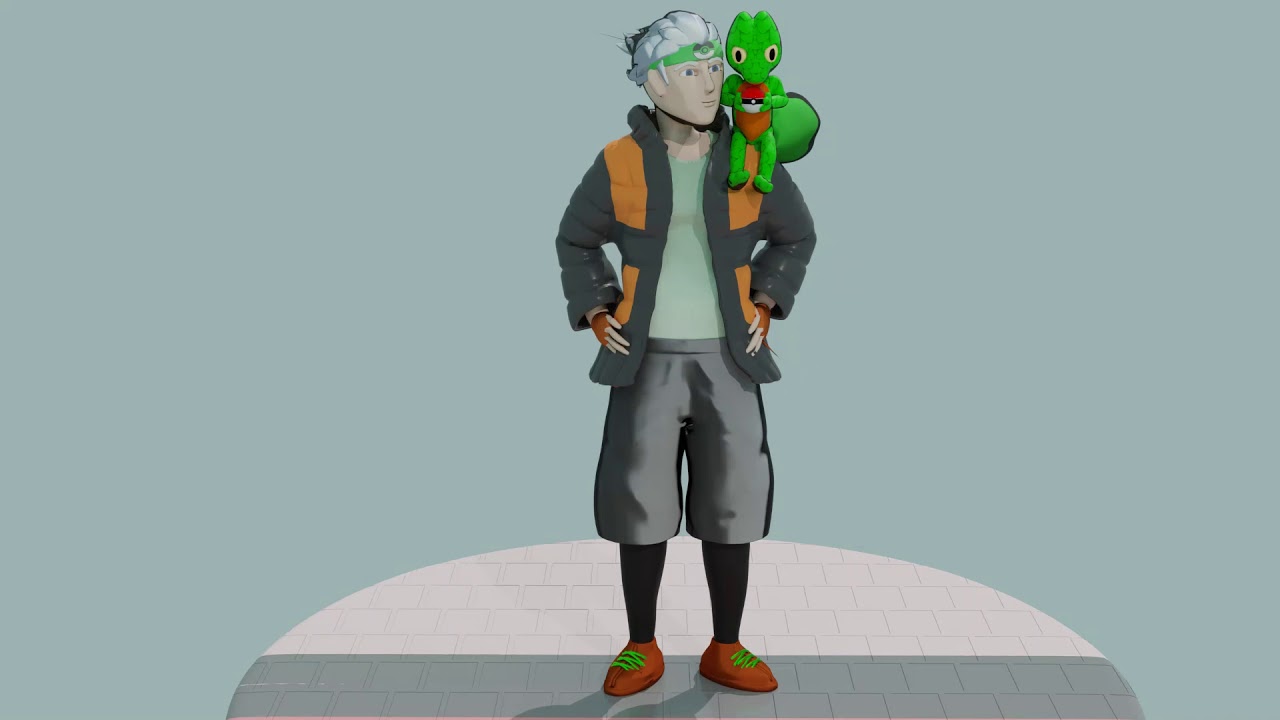 Pokemon Trainer Brendan and Treekco 3D model in Blender - YouTube