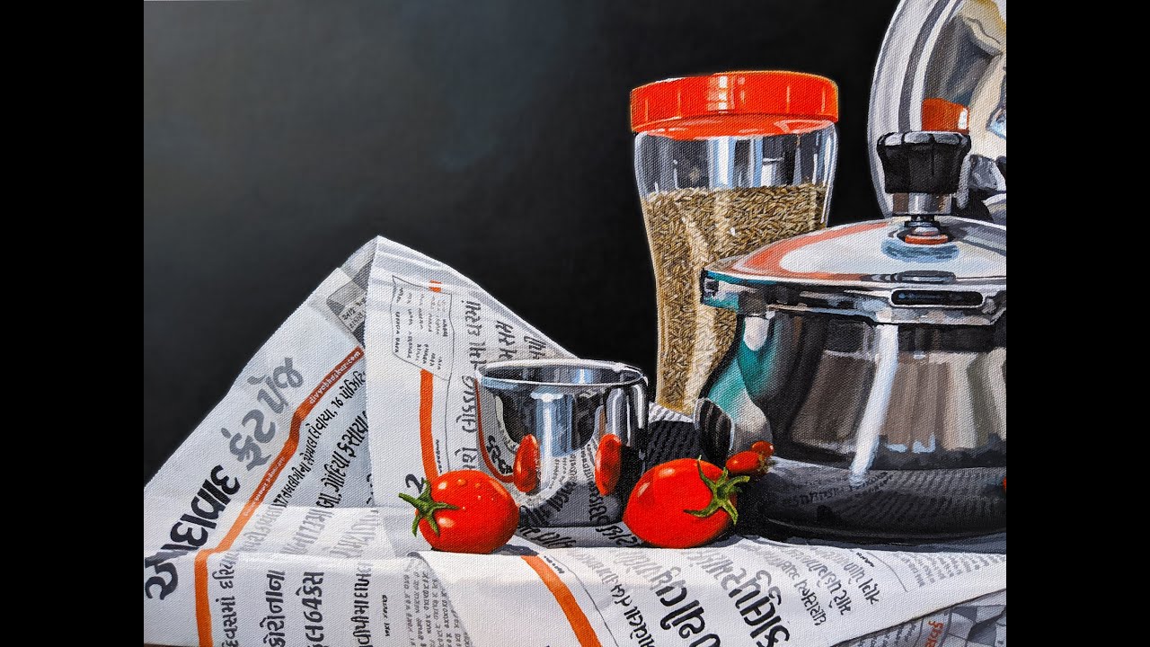 Realistic still life painting demo - Painting Newspaper details. - YouTube