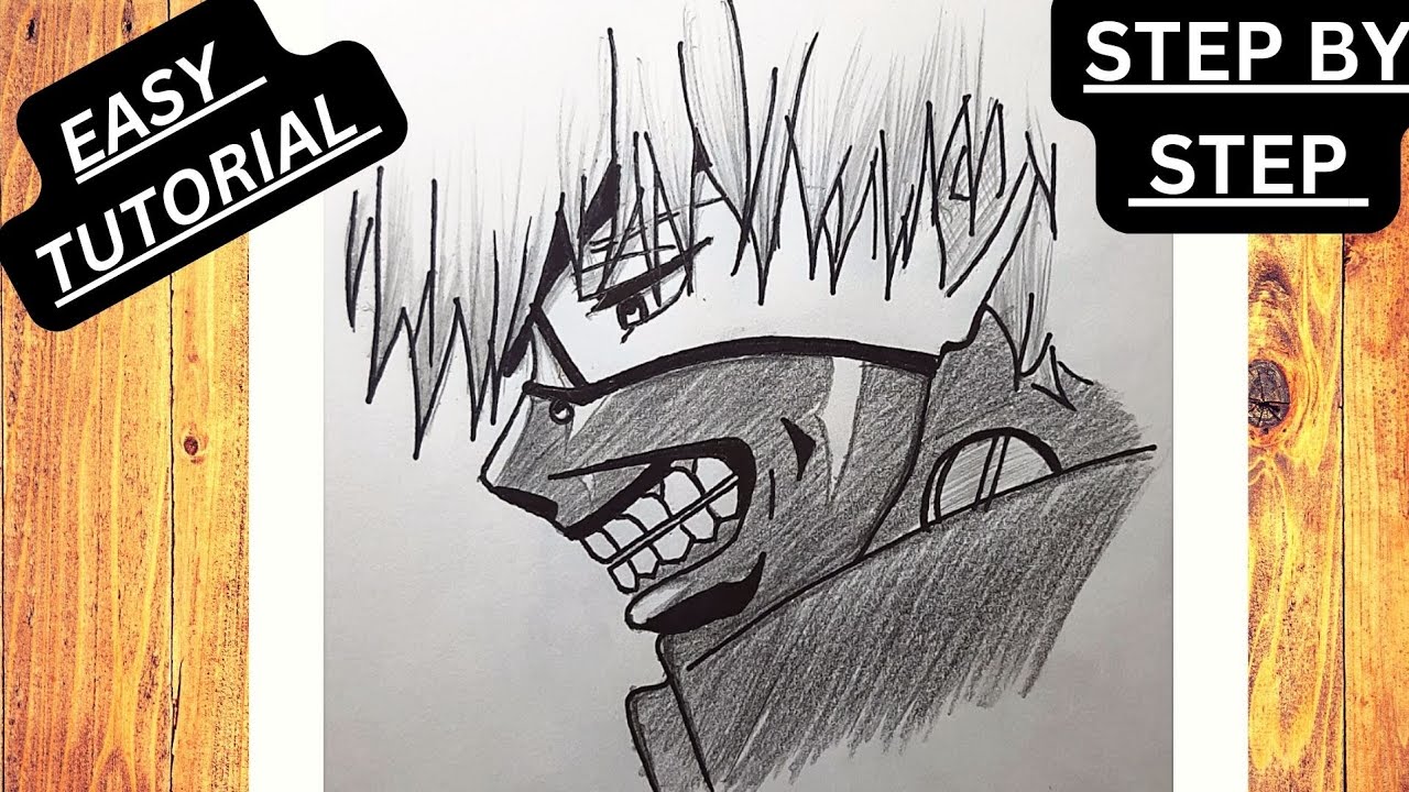 How to draw Ken Kaneki easy // Easy anime drawing// Easy anime sketch ...