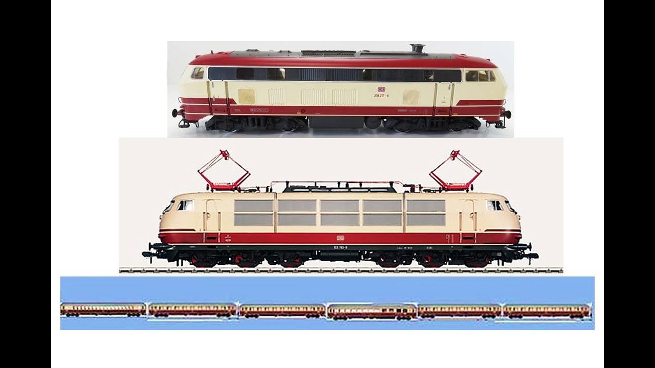 Spur 1, TEE, Märklin, Br 218-217, Br 03, drei züge, doppeltraktion, DB ...