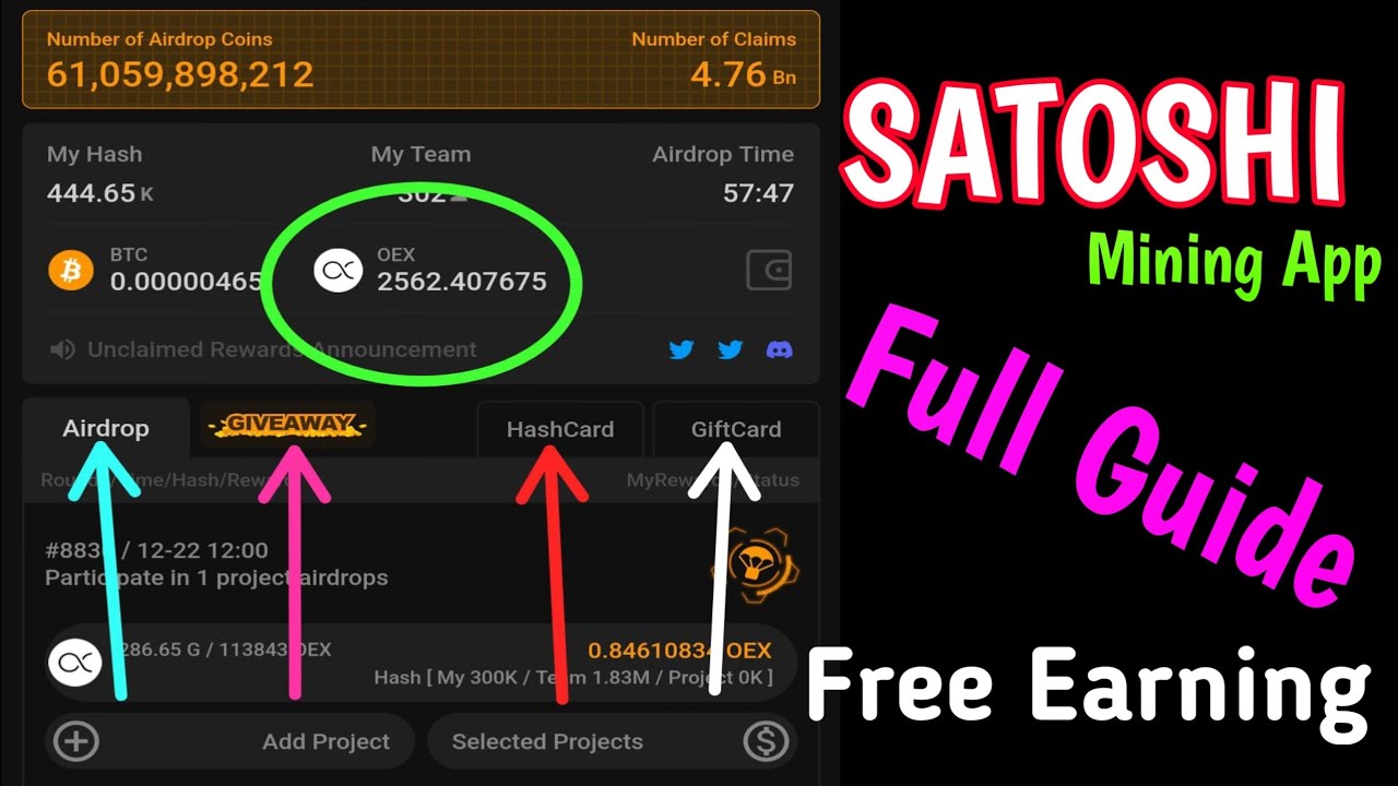 satoshi free mining app||How to free earn oex tokan||free mining project|| - YouTube
