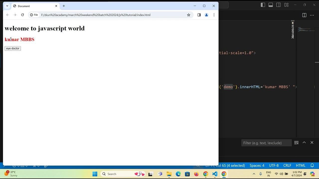 Javascript Class 1 Part 1 Javascript Beginners Js Javascripttutorial Tamil Youtube