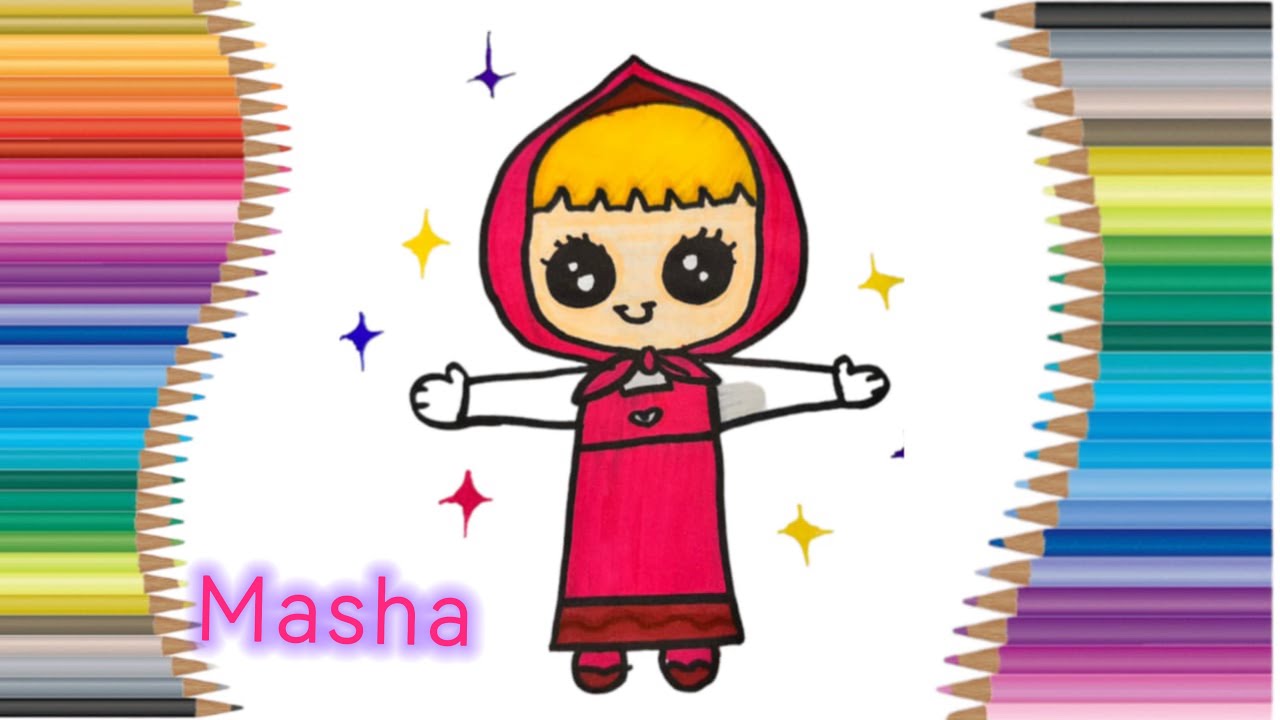 How to draw Masha | Masha and bear | Masha Easy drawing step by step ...