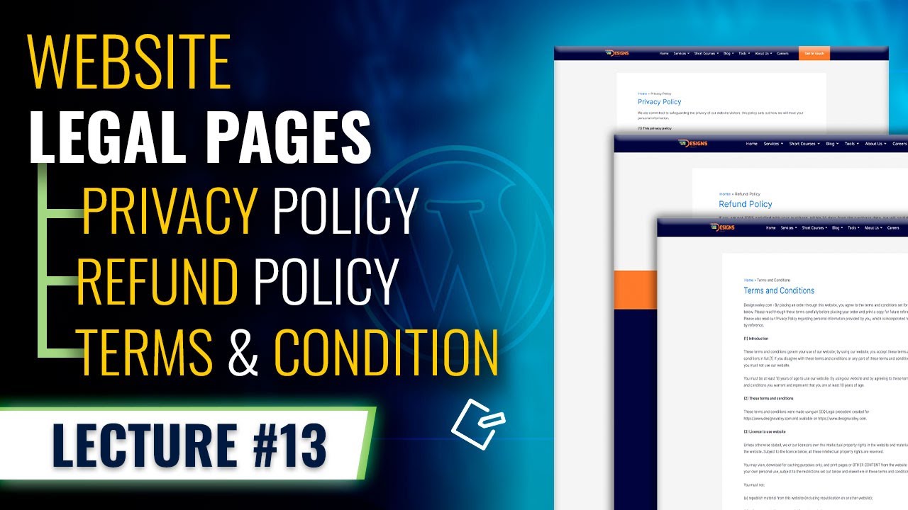 Creating Legal Pages | WordPress & WooCommerce Course | Lecture 13 ...