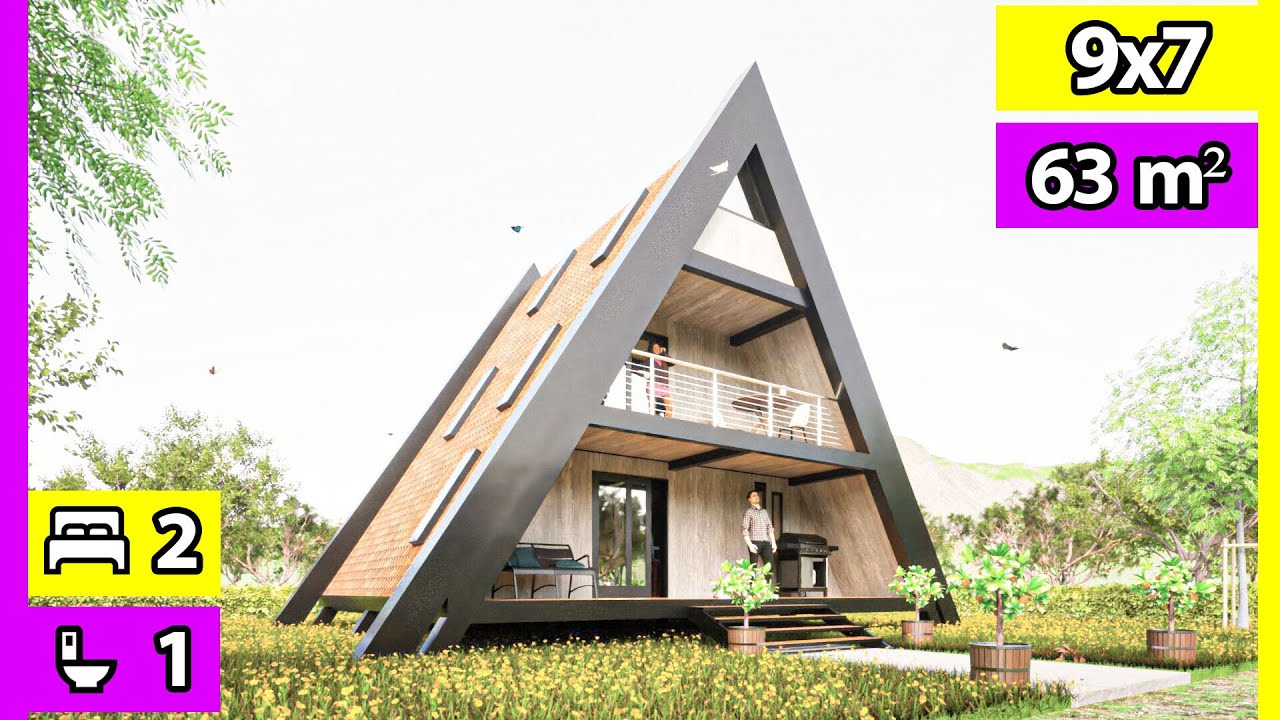 🟢 Diseño de Cabaña ALPINA 9X7 | Cabaña Chalet Suizo de 3 plantas ...