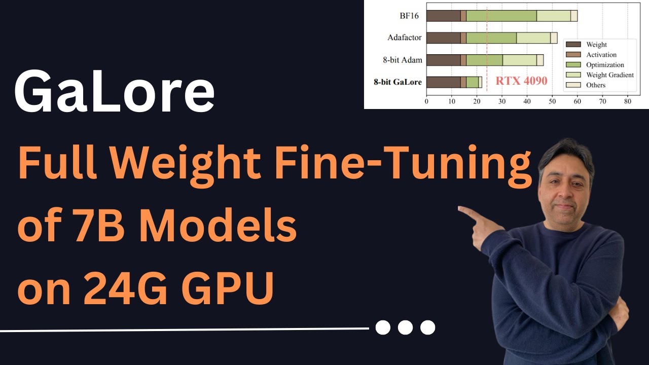 GaLore - Full Weight Fine-Tuning of 7B Models on 24G GPU - YouTube