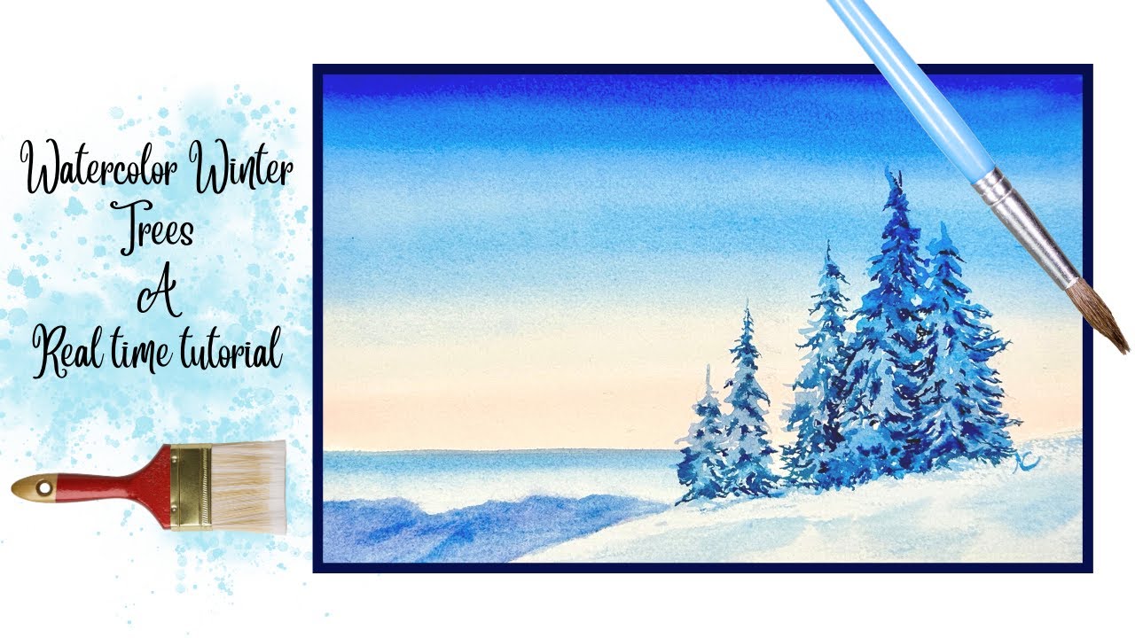 Painting Holidays: Master Watercolor Winter Trees REAL TIME TUTORIAL 🎄 ...