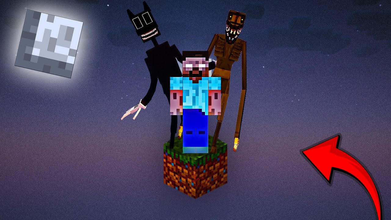 Surviving ONE BLOCK Minecraft with EVERY HORROR MOD - YouTube