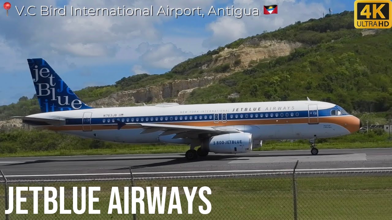 JetBlue Airways A320-200 Retro Livery in Antigua - YouTube