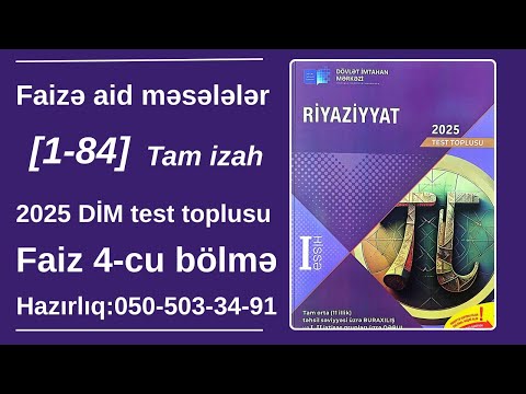 Faiz 4 bölmə | 2025 DİM 11 ci sinif | Faizə aid məsələlər #riyaziyyat