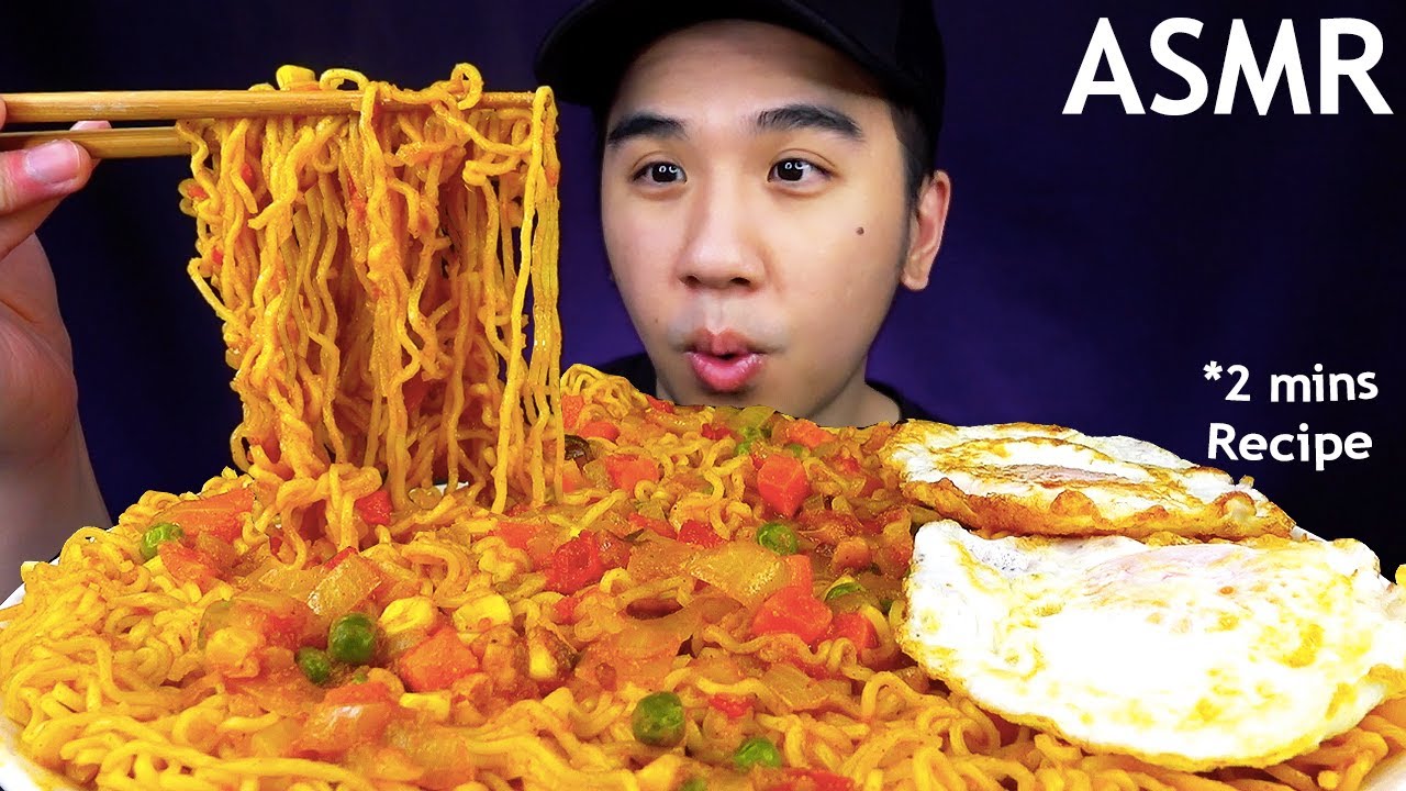 ASMR(COOKING & EATING) MAGGI MASALA NOODLES WITH FRIED EGG *Quick ...